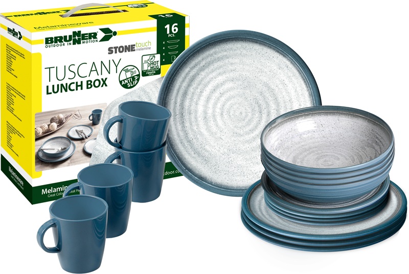 Brunner 16pc Stone Touch Melamine Dinner Set - Tuscany - Caravan Stuff 4 U