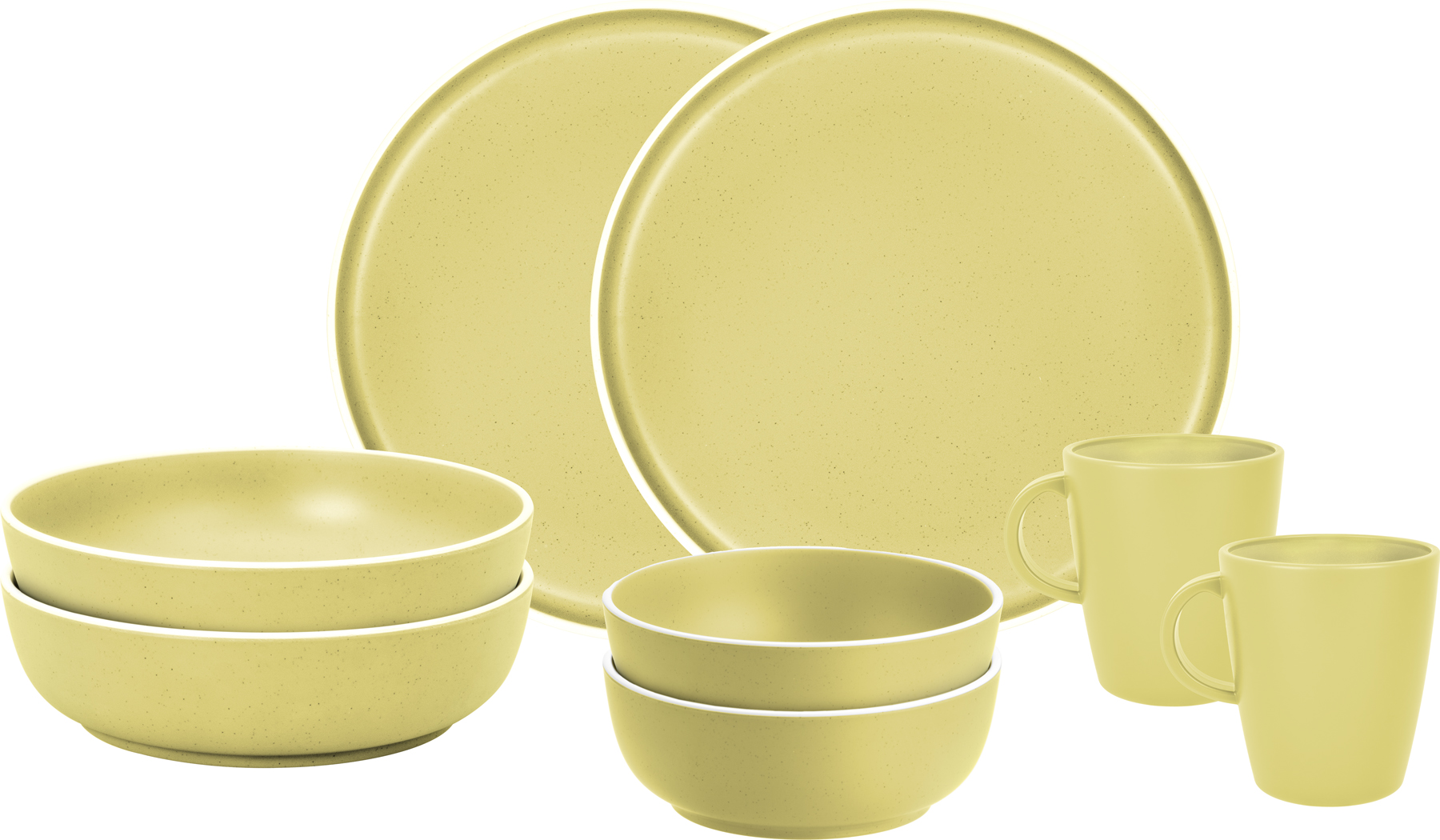 Brunner Dolomit Melamine 8pc Dinner Set - Tête-à-Tête Yellow - Caravan ...