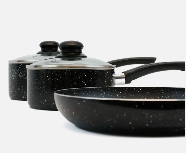 3 Piece Induction Pan Set - Black Marble - Caravan Stuff 4 U